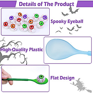 AMENON 12 Player Halloween Games, 12 Halloween Eyeball Egg & 12 Spoon Race Game for Kids Adults, Halloween Party Favors Supplies, Halloween Party Game Toys Outdoor Classroom Carnival Games Treats Gift