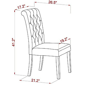 East West Furniture OXBR5-MAH-04 5Pc Dining Set Includes a Square Dinette Table and Four Parson Chairs with Light Fawn Fabric, Mahogany Finish, 5-piece