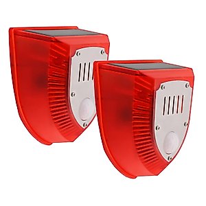 Solar Strobe Alarm Light: Solar Alarm Light with Motion Detector 129db Sound Security Siren Light IP65 Waterproof Outdoor Sensor Alarm for Home, Farm, Barn, Villa, Yard - Solar and DC Charge (1-Pack)