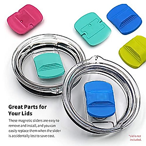 Replacement Magnetic Slide for YETI Lids, Fits 10oz, 16oz, 20oz, 26oz, 30oz Set of 4 (Light Blue Light Yellow Red Green)