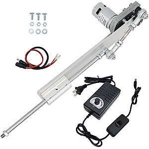 JQDML DIY Reciprocating Linear Actuator DC 1-24V Stroke 1.18"-6" Max Speed 160RPM Adjustable Telescopic Motor with Speed Controller(24V150MM160RPM)
