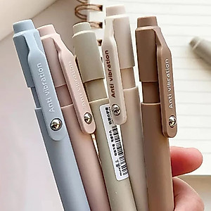 MOZXIRZ 5 Pcs Gel Ink Pens Retractable Pens Black Ink Pens 0.5mm Fine Point Smooth Writing Pens Office School Supplies Women Men (5Pcs Morandi)