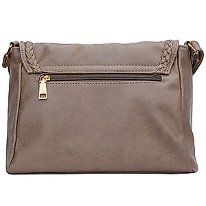KKXIU Vintage Leather Flap Crossbody Bags for Women and Teen Girls Shoulder Purses (Khaki)