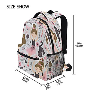Cute Ballerina Girl Backpack for Girls School Bags Bookbags for Teen Kids Travel Laptop Daypack Bag Laptop Backpacks