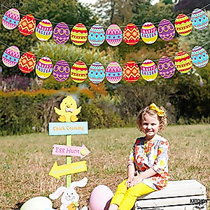 KatchOn, Easter Egg Garland for Mantle - 10 Feet, No DIY | Large, Easter Garland for Easter Decorations | Happy Egg Easter Banner for Fireplace | Easter Party Decorations | Easter Garland Decorations