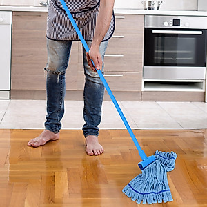 DRKLEAN 2 Pack Large Microfiber Tube Mop Heads,6 inch,Heavy Duty Mop Head,Highly Absorbent,Commercial Mop Head Replacement,Wet Mop Heads Replacement,for Hardwood, Tile, Laminate Floors,Blue (Blue)