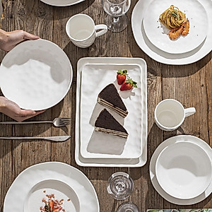 HOMBENE White Dinnerware Set 12 Piece Service for 6, Porcelain Dinnerware Sets, Over Size Plates Sets for Dessert Salad and Pasta, Dishes Set