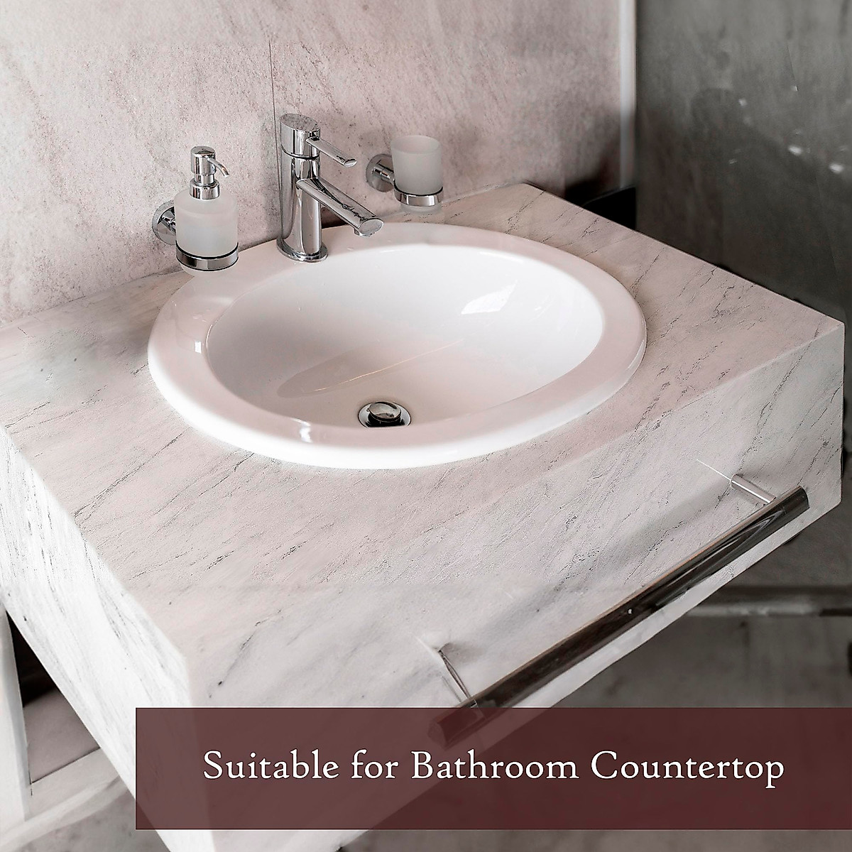 Marble Peel and Stick Wallpaper (24" x 118", White Matte) Self-Adhesive Renter Friendly Contact Paper Removable Waterproof Vinyl Faux Granite Décor for Furniture Upcycling