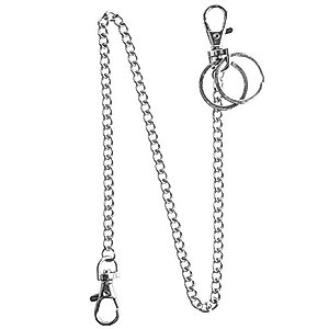 Wallet Chain, Teskyer 18" Silver Keychain with Both Ends Lobster Clasps and Extra 2 Rings for Keys, Wallet, Jeans Pants, Belt Loop, Purse Handbag-Silver