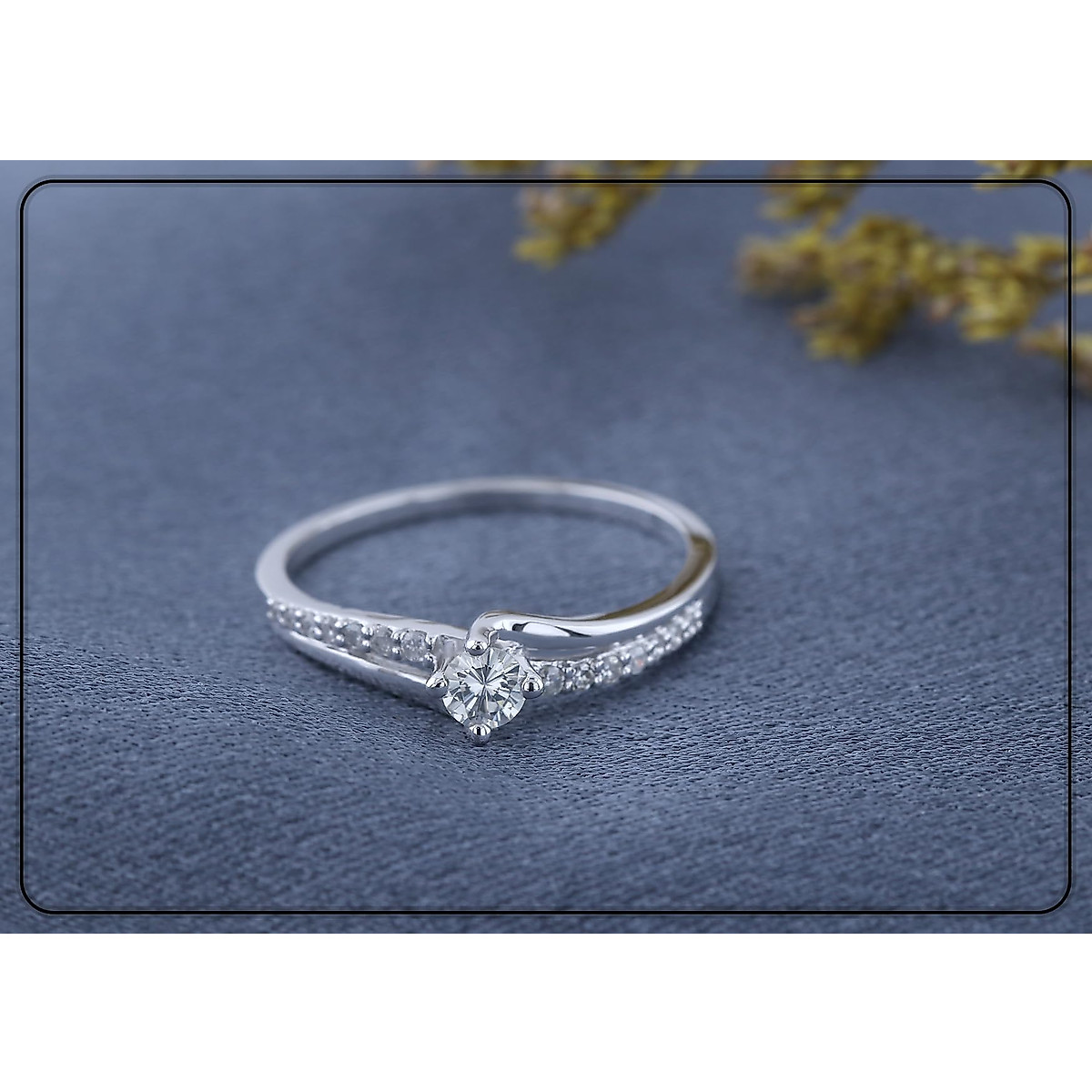 Dazzlingrock Collection 0.33 Carat (ctw) 10K Round Cut Diamond Bridal Wave Promise Engagement Ring 1/3 CT, White Gold, Size 6.5