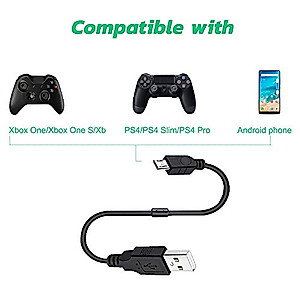 Xahpower 2 Pack 10Ft Controller Charging Cable for PS4, Play and Charge Micro USB Charger High Speed Data Sync Cord for Sony Playstation 4 PS4 Slim/Pro Controller, Xbox One S/X Controller, Android