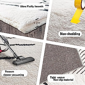 Geometric Striped Living Room Farmhouse Rug - 4'x6' Modern Diamond Stripes and Star Washable Carpet - Minimalistic Non Shedding Easy-Cleaning Floor Carpet for Bedroom