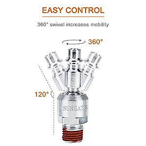 Air Tool Fittings, SUNGATOR 1/4" NPT Male Industrial Swivel Plug, 3-Pack 1/4 inch Air Coupler and Plug