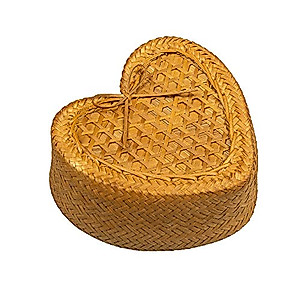 WD- Thai Kra-tip Sticky Rice Heart shape Bamboo Basket Handmade Steamers Cookware-4 inch for Home,restaurant or Cookware -collecting things.