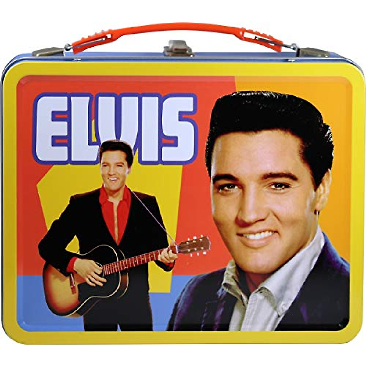 AQUARIUS Elvis Retro Fun Box - Sturdy Tin Storage Box with Plastic Handle & Embossed Front Cover - Officially Licensed Elvis Merchandise & Collectible Gift for Kids, Teens & Adults