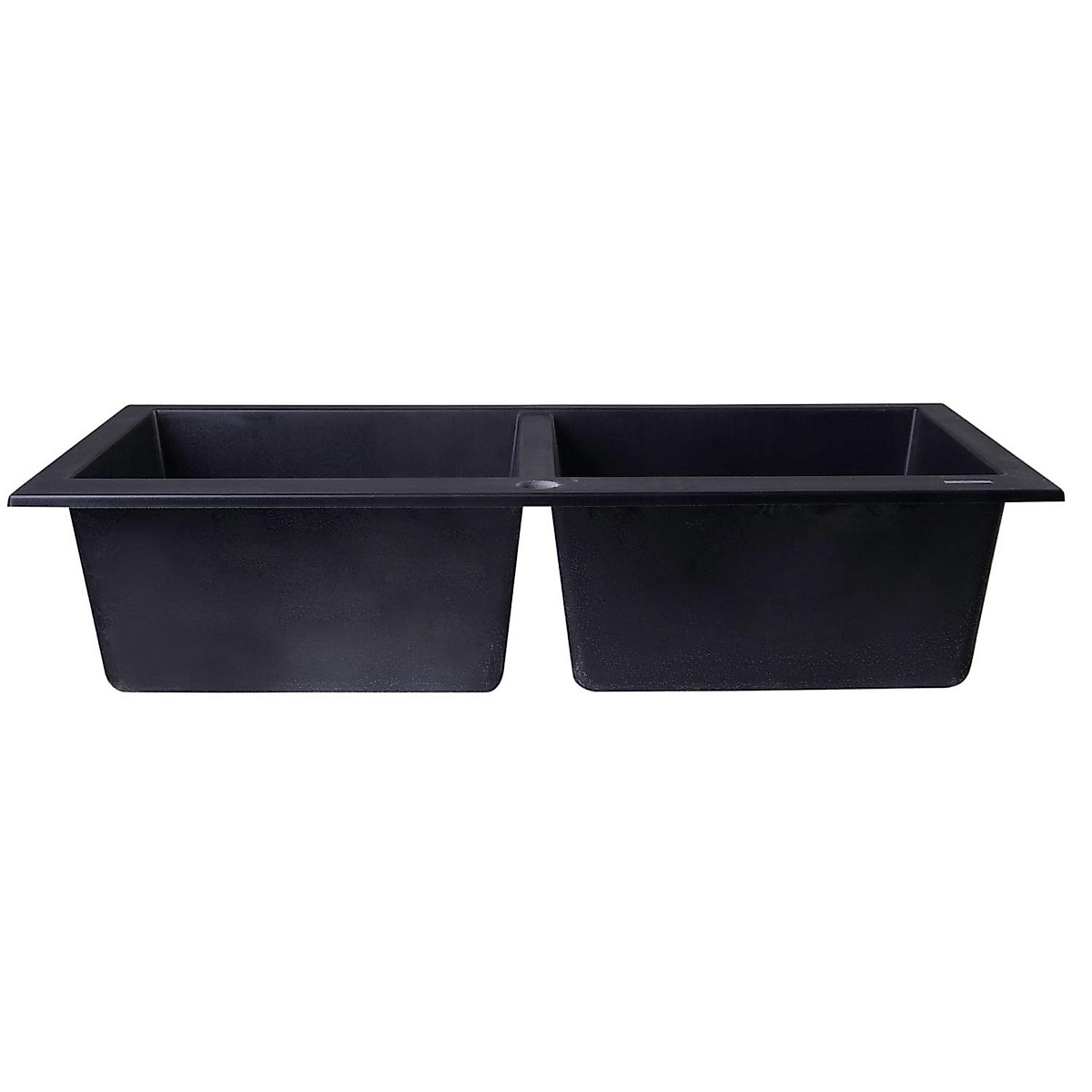 ALFI brand AB3420DI-BLA Drop-In Double Bowl Granite Composite Kitchen Sink, 34", Black