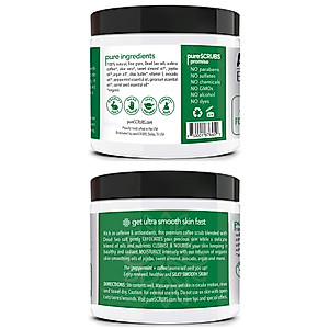 pureSCRUBS Premium Organic Arabica Coffee Body Scrub Set - VANILLA BLEND Large 16oz Anti Cellulite Scrub With Essential Oils & Nutrients + FREE Wooden Spoon, Loofah & Mini Organic Exfoliating Bar Soap