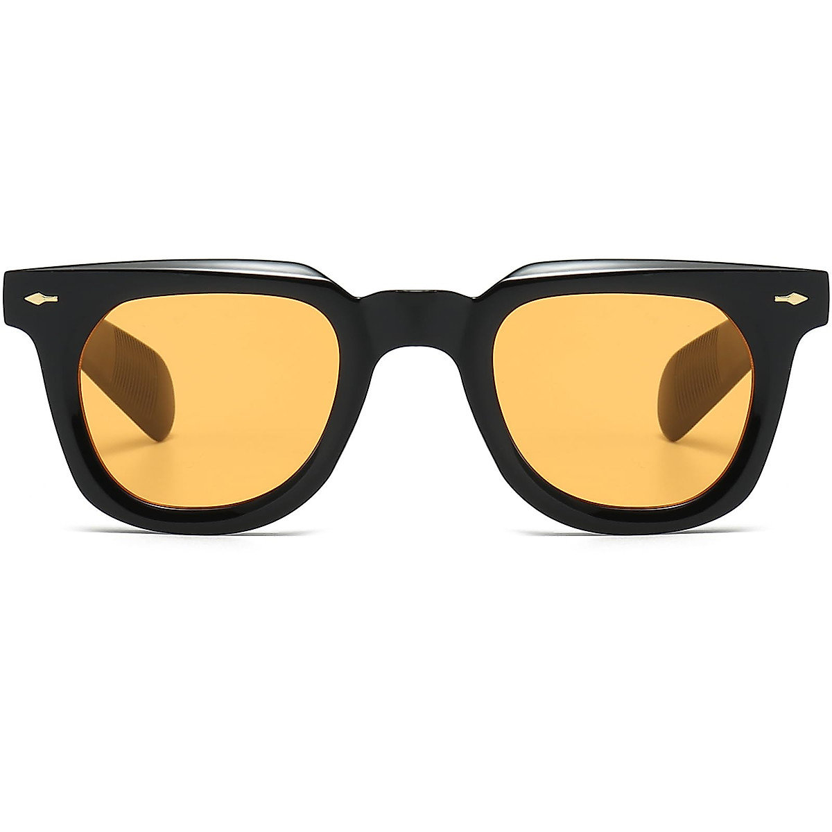 PORADAY Square Sunglasses for Women Men Trendy Thick Frame Sun Glasses Black Shades (Black/Yellow)