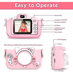 goopow Kids Selfie Camera, Christmas Birthday Gifts for Boys Girls Age 3-9, HD Digital Video Cameras for Toddler Children Toy for 3 4 5 6 7 8 Year Old Boy with 32GB SD Card