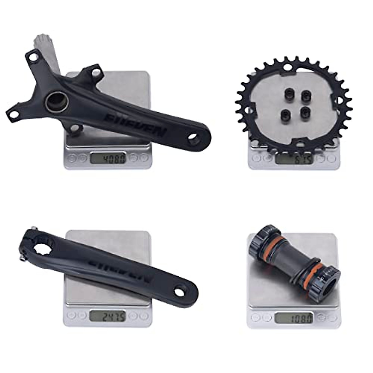 VIARON 170mm Bike Crankset 32T/34T/36T Hollow Integrated 104BCD Single Speed Round Chainring Crankset with Bottom Bracket (34T)