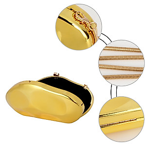 Zeph Hosea Women Seashell Shaped Evening Bag Purse Chain Strap Shoulder Bag Crossbody Bag, Gold