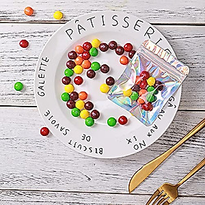 YHJZ 100 Pcs Holographic Bags, 3 x 4" Resealable Smell Proof Bags Resealable Bags for Packaging Ziplock Pouches Bags for Lip Gloss Packaging Mylar Bags for Party Favor Food Storage (3x4 Inch)