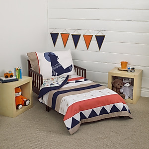 CARTERS Aztec 4 Piece Toddler Bedding Set, Navy, Cream, Orange, Beige