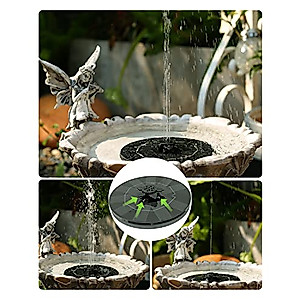 Xinhong Solar Bird Bath Fountains, Upgrade 3W Solar Powered Fountain Pump with 3 In 1 Rotation Nozzle, Free Standing Floating Solar Fountain Pump for Bird Bath, Fish Tank, Pond