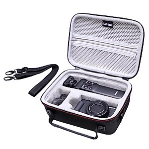 Hard Case for Sony ZV-1F / ZV-1 / ZV-1 II Digital Camera with Shoulder Strap by LTGEM, Fits Vlogger Accessory Kit Tripod and Microphone - Travel Protective Carrying Storage Bag(Black+Grey)