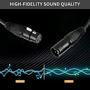 VANDESAIL XLR Cable, 3ft 2 Pack Microphone Cable, XLR Male to Female Balanced Microphone Cord 3 pin, Short 3 Foot Mic Cords, XLR Audio Mic Extension Patch Cable 3 feet (3 Foot, Black)