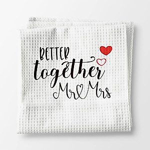 Voatok Better Together Mr.&Mrs. Bath Towel,Bride and Groom Husband and Wife Gifts Decorative Towel,Wedding Birthday Anniversary Decor