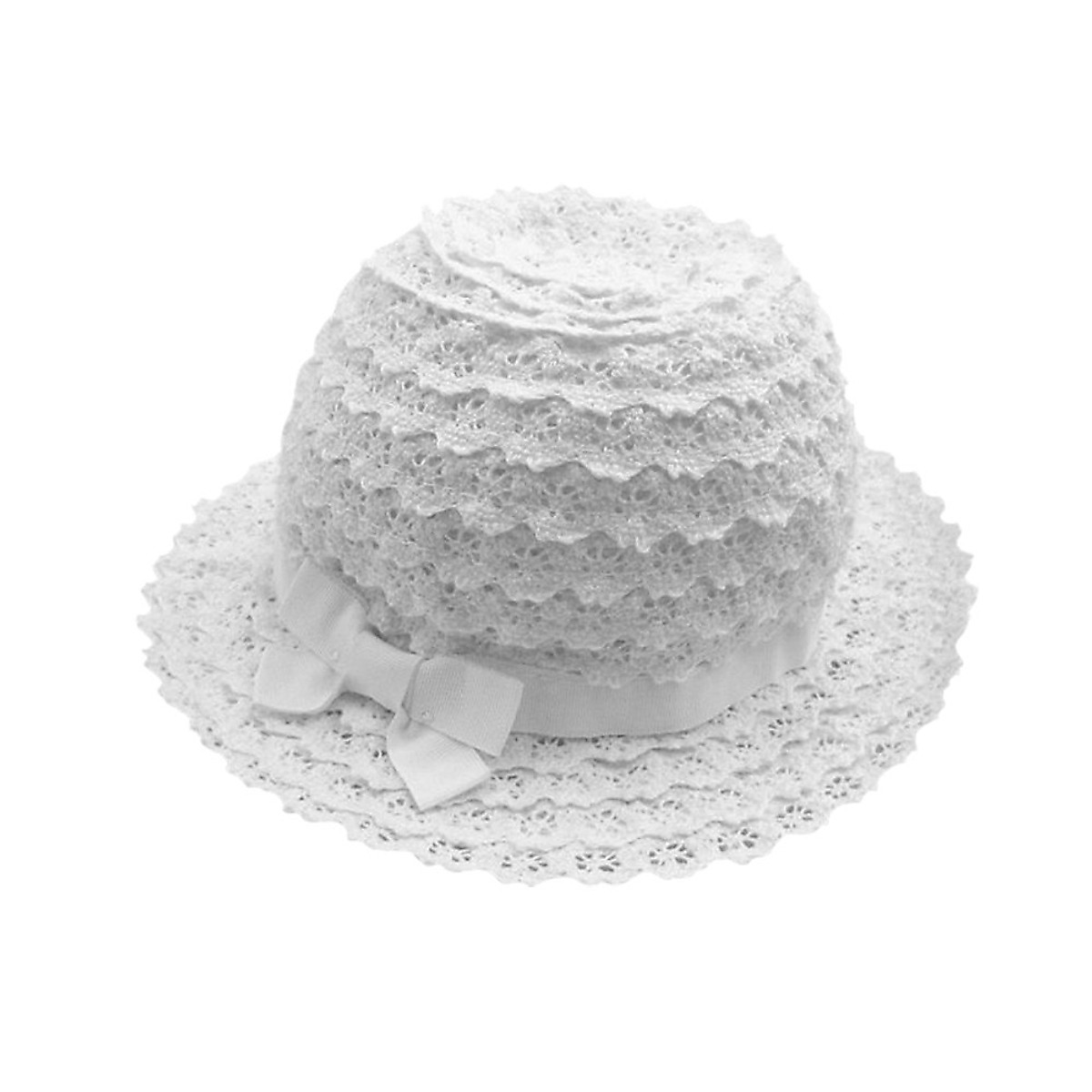 jerague Kids Toddler Baby Straw Sun Hat with Bowknot White Floppy Summer Beach Protection Hats for Boy Girl (White/Lace, 3-5years)