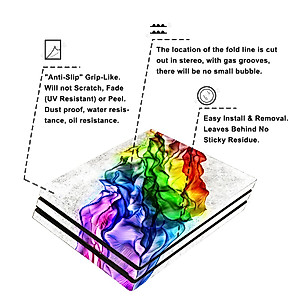 eSeeking Full Body Protective Vinyl Skin Decal for PS4 Pro Console and 2PCS PS4 Pro Controller Skins Stickers Elegant Rainbow