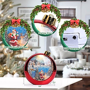 Christmas Snow Globe Lantern Red Snow Globes Musical Lantern 6H Timer Glitter Lantern Chritmas Battery Operated Snowglobe Santa Snow Globe Swirling Glitter Musical Snow Globe Lantern