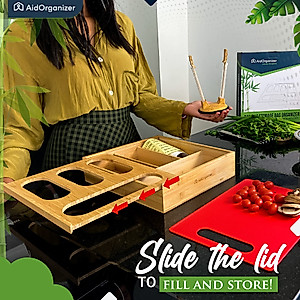 AidOrganizer Ziplock Bag Organizer for Kitchen Drawer - Premium Plastic Bag Holder and Organizer for Sandwich Baggies - Space-Saving Storage Solution with Ziplock Bag Holder