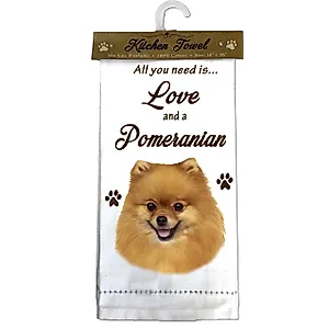 E&S Pets Pomeranian Kitchen Towels, Off-white 26.00" x 18.00", Small