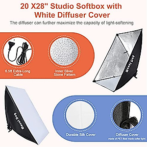 MOUNTDOG Softbox Photography Lighting Kit Softbox Light Photography Studio Lights 2X20 X28 E27 95W 5500K Soft Box Light Professional Photo Equipment for Photoshoot Video Recording Portraits Shooting