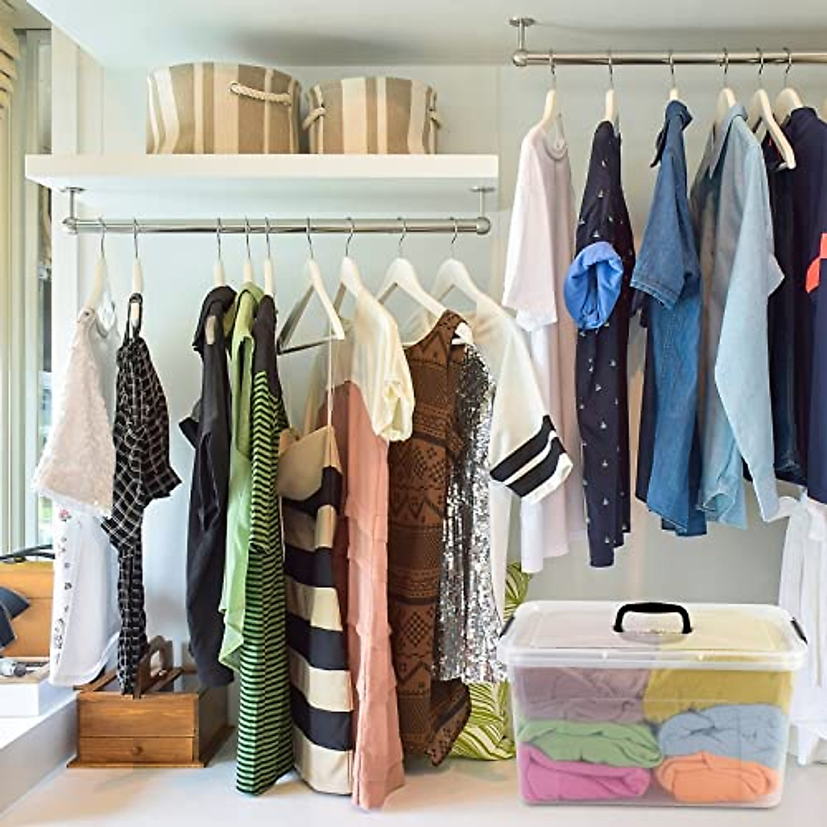 Zopnny 4-Pack 18 L Plastic Storage Box Container, Clear Latch Bin with Handle and Lid