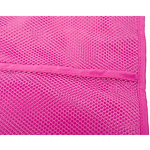 Amelitory Dual Side Clothing Hanging Shelves 15 Mesh Pockets Closet Storage Organizer with Metal Hanger Rosy