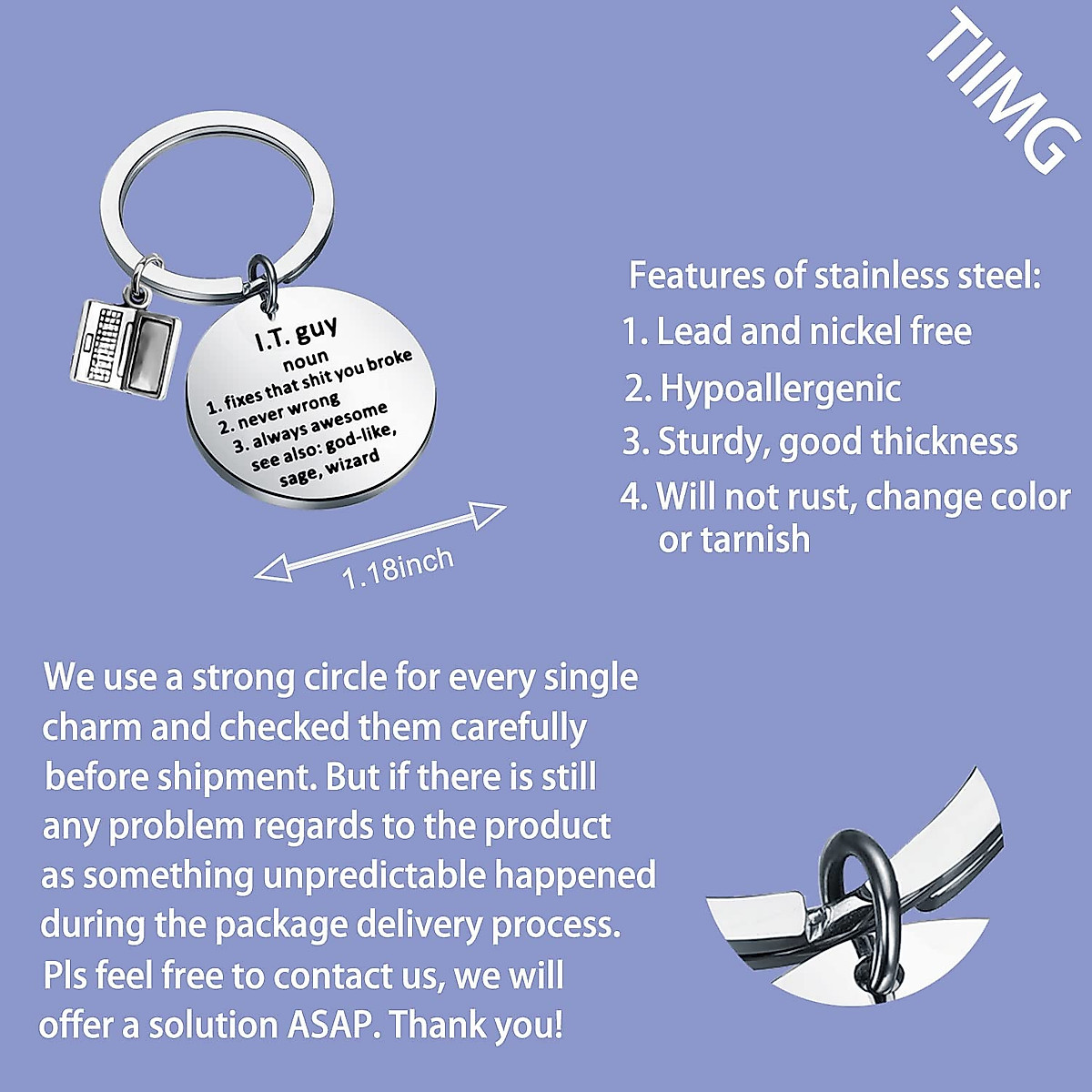 TIIMG Information Technology Guy Keychain Gift I.T. Guy Gift Computer Repair Technician Gift (I.T. guy noun US)