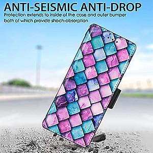 Bizzib for Samsung Galaxy Z Fold 3 Case Magnetic Closure, Wallet Case with Card Slots Light Hard PC+Leather Drop Protection Shockproof Cover with Stand for Galaxy Z Fold 3 Colored Pattern-Purple
