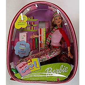 Barbie School Cool Doll with Plastic Backpack Carry Tote(2000)