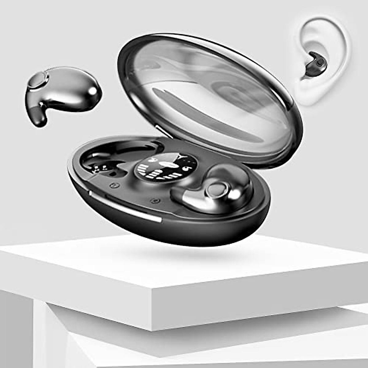 Invisible Sleep Wireless Earphone Ipx5 Waterproof, 2023 New Mini Hidden Earbud in-Ear Headphones, Wireless Bluetooth 5.3 Touch Control Headphones Sleep Noise Cancelling Earbuds (A_Black)