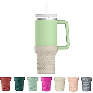 GardTok Silicone Boot Cover for Stanley Cup Accessories,Silicone Water Bottle Sleeve for Stanley Quencher H2.0 and Quencher Adventure Tumbler 40 oz Cup - Water Bottle Cover (Cream, 40oz)