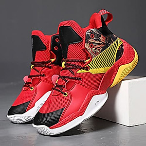 VAXAV Women's Men's Professional Sports High Top Basketball Shoes Outdoor Athletic Running Tennis Sneakers Size 11/9.5 Red