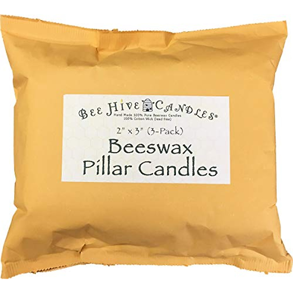 Bee Hive Candles 100% Pure Beeswax Pillar Candle (2" x 3" (3-Pack))