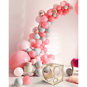 Aoibrloy Wood Balloon Sizer Box Cube, Balloon Size Measurement Tool for Creating Balloon Arches, Balloon Decoration and Balloon Column Stand (9 Holes)