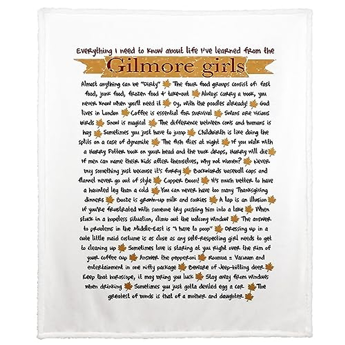 SXCEN Sherpa Fleece Throw Blanket for Couch Learned from Gilmore Girls About Life Quotation Thick Fuzzy Warm Soft Throws for Sofa, 50x60 Inches