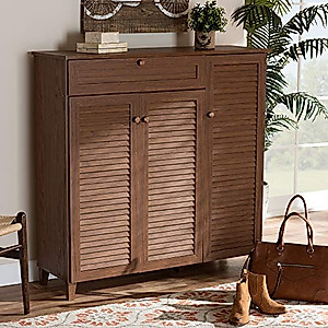 Baxton Studio Shoe Cabinets, One Size, Walnut