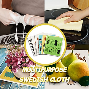 Whaline 6 Pack Cat Dishcloths Reusable Washable Mixed Cat Swedish Towels Cotton Absorbent Cleaning Cloth Hand Towels Decoration for Kitchen Towel Home Clean Bathroom Office Kitchen Gifts